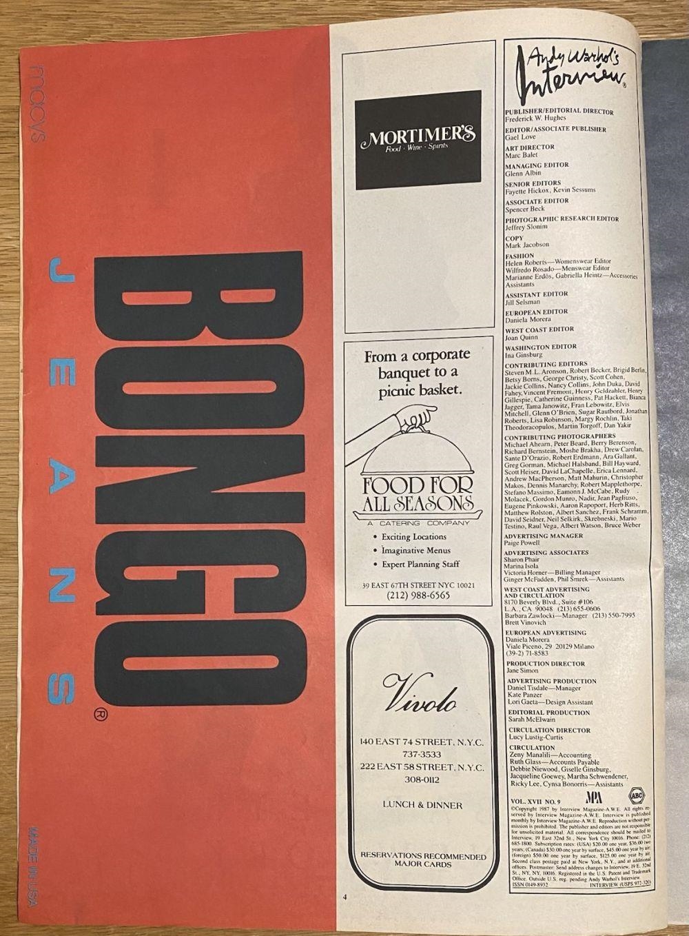 Andy Warhol | Andy Warhol's Interview Magazine Vol XVII No 9 (1987 ...