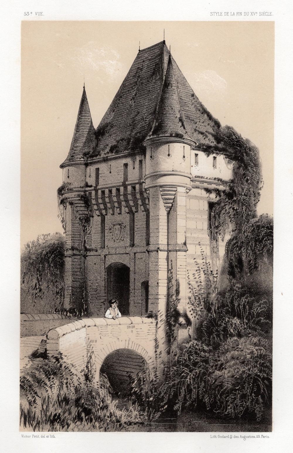 Victor Petit | 1800s Victor Petit ORIGINAL Lithograph Porte d'Avallon ...