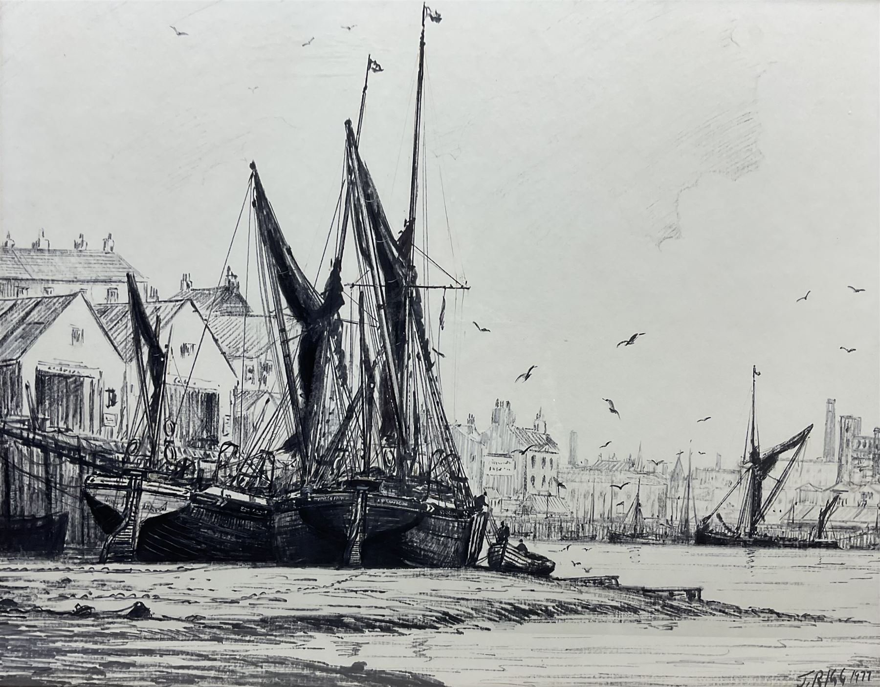 Jack Rigg | 'Laid Up' - Sailing Barges on the Thames | MutualArt