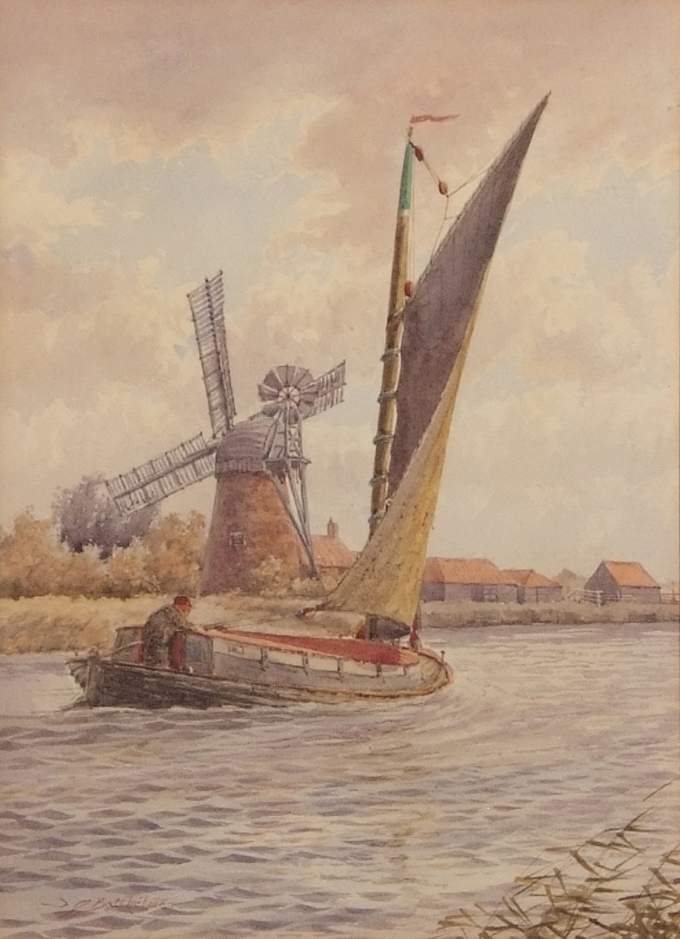 Stephen John Batchelder | Wherry passing a windmill on the Broads ...