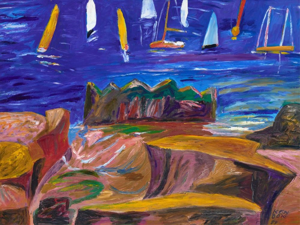 Ken Done | Nude with Hibiscus & Palms | MutualArt