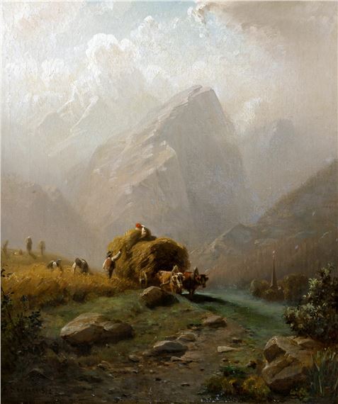 August Seidel | Kornernte bei aufziehendem Gewitter im Gebirge (1877 ...