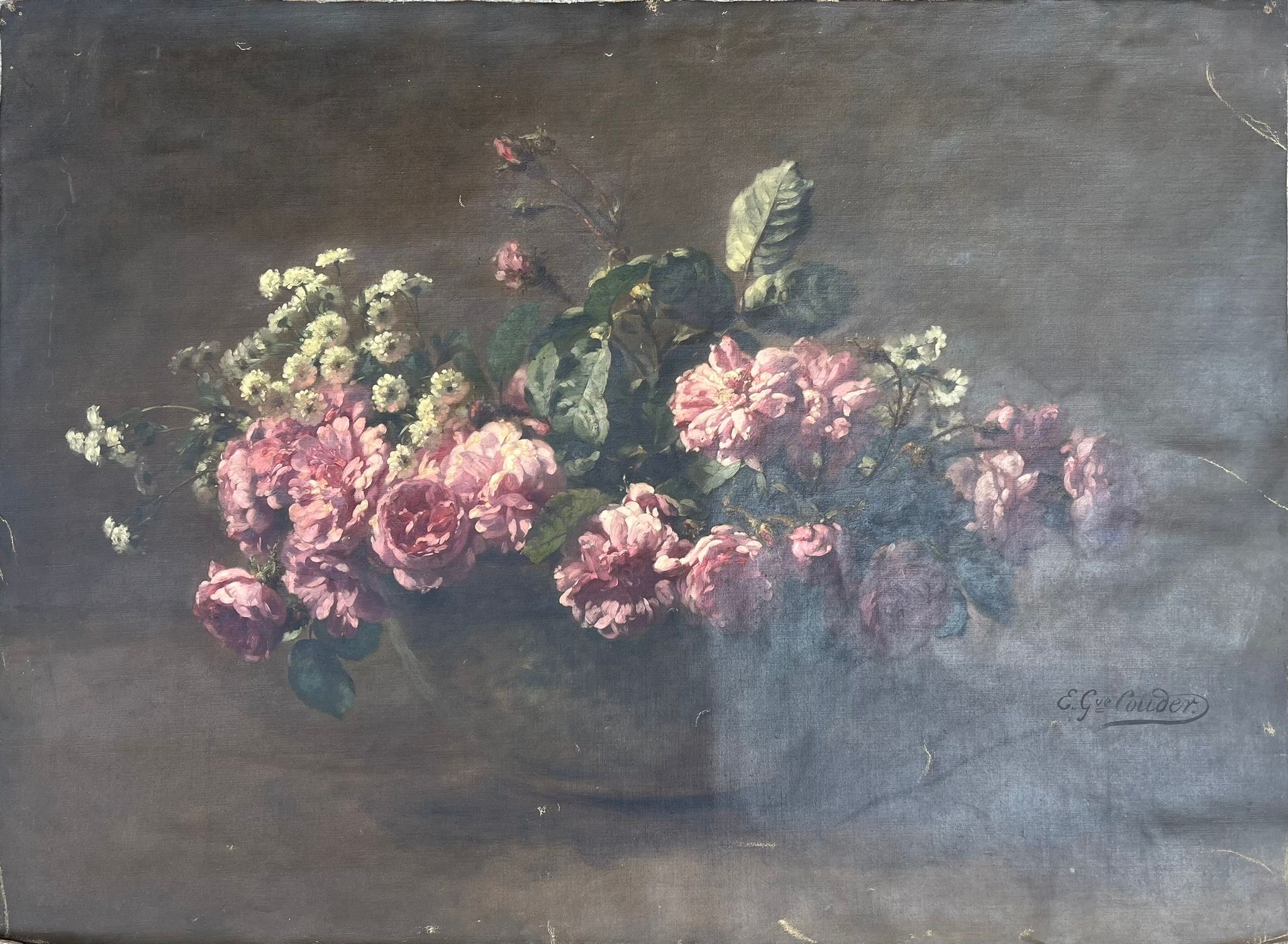 Gustave Emile Couder | Nature morte aux fleurs roses | MutualArt