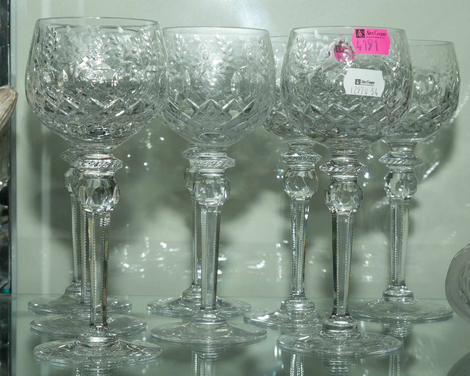 Pairpoint Glass Company | Etched Glass Wine Stems (Early 20th Century ...