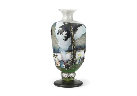 Kuroki Kuniaki | Glass vase with design of landscape from FIFTY-THREE ...