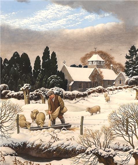 Norman Neasom | Himbleton Church in winter (1990) | MutualArt