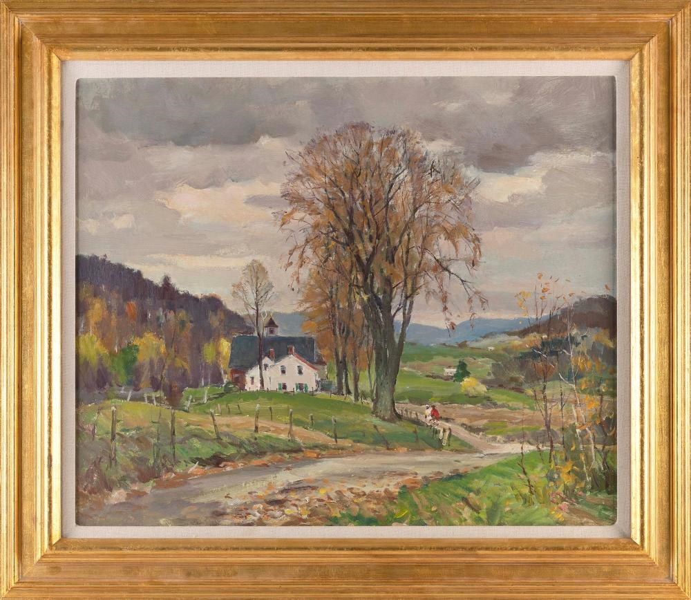 Antonio Cirino | Rolling landscape with white farmhouse and red barn ...