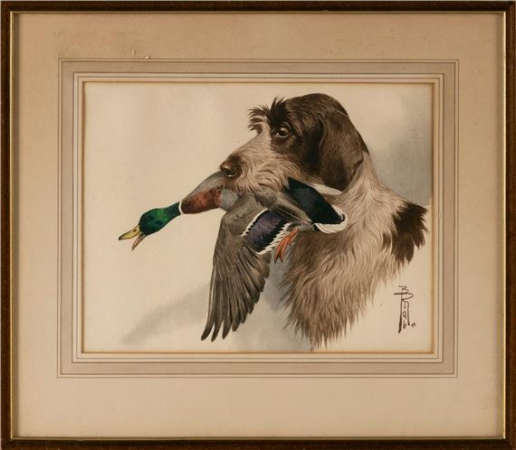 Boris Riab | Hunting dog with a mallard in its grasp | MutualArt