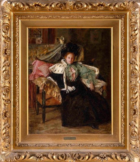 Louis Betts | An elegently dressed woman in an interior (1895) | MutualArt