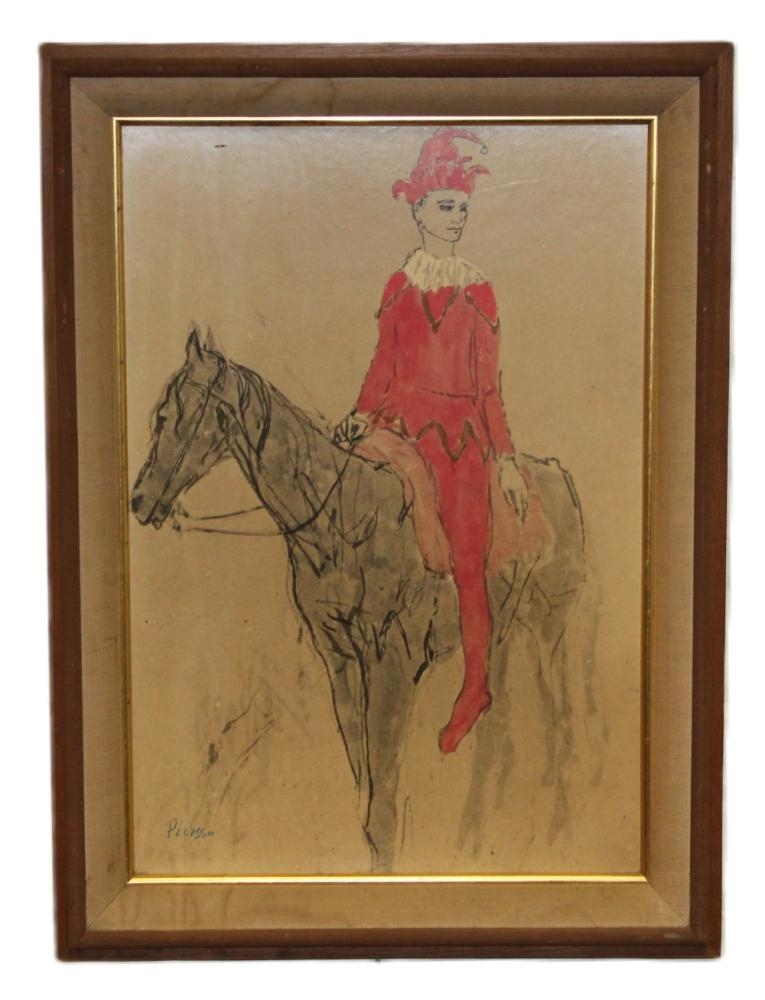 Pablo Picasso | A Picasso Print of a Jester on horseback | MutualArt