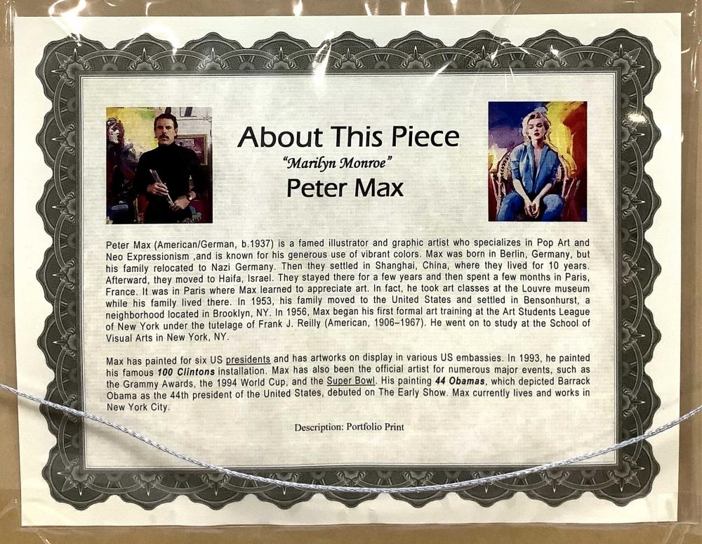 Peter Max | Peter Max “Marilyn Monroe” Print On Paper | MutualArt