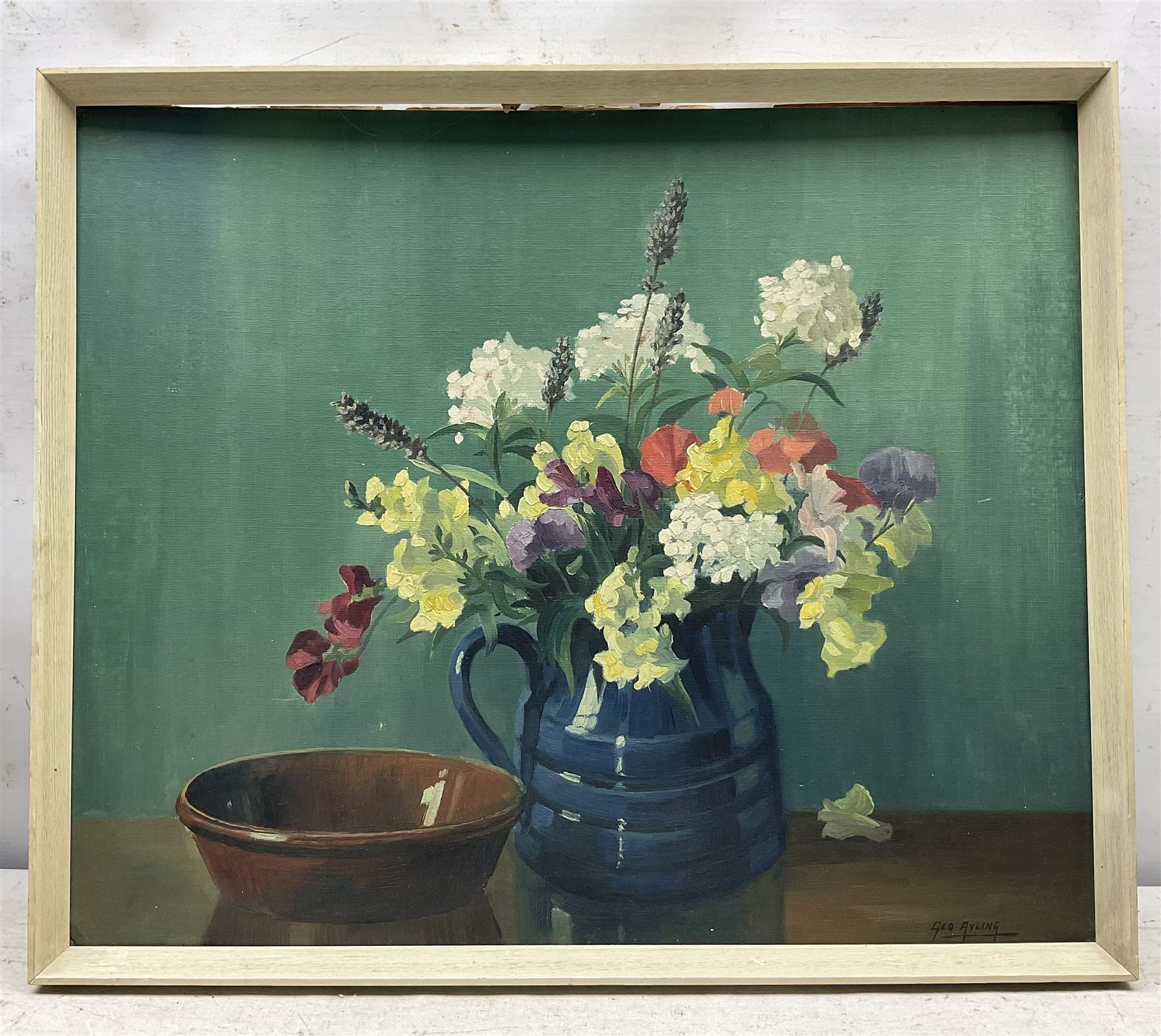 George Ayling | Still Life of Flowers in a Blue Jug | MutualArt