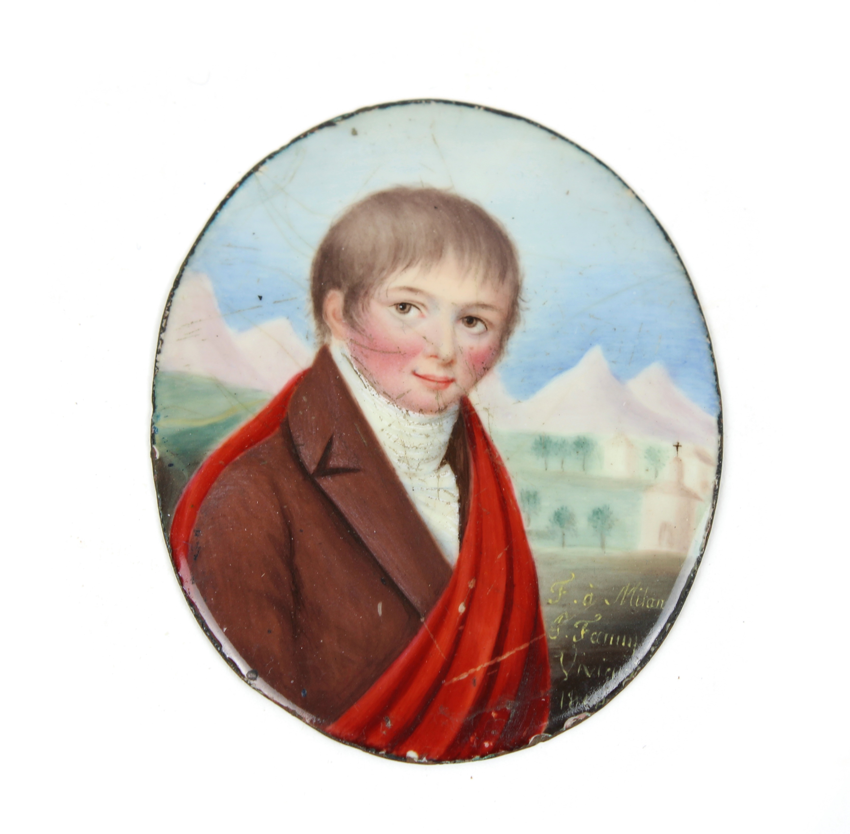 British School, 19th Century | Portrait of a boy wearing a red sash in ...