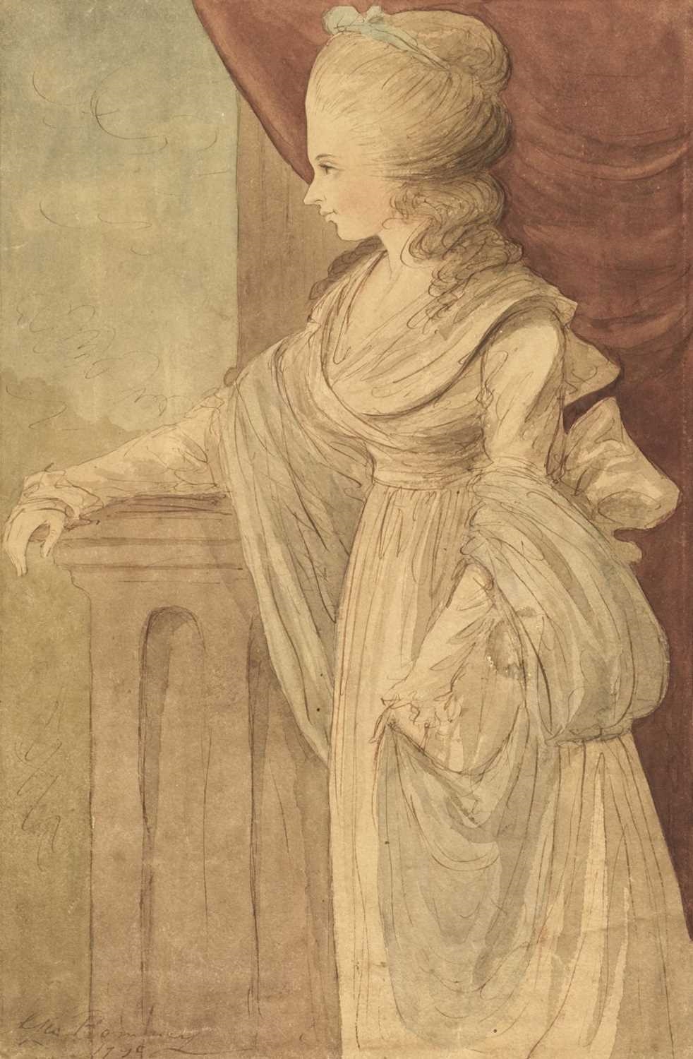 George Romney | Portrait of a young woman in regency dress (1790 ...