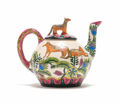 Bonakele Ntshalintshali | Teapot with jackal and flower motif (1992 ...