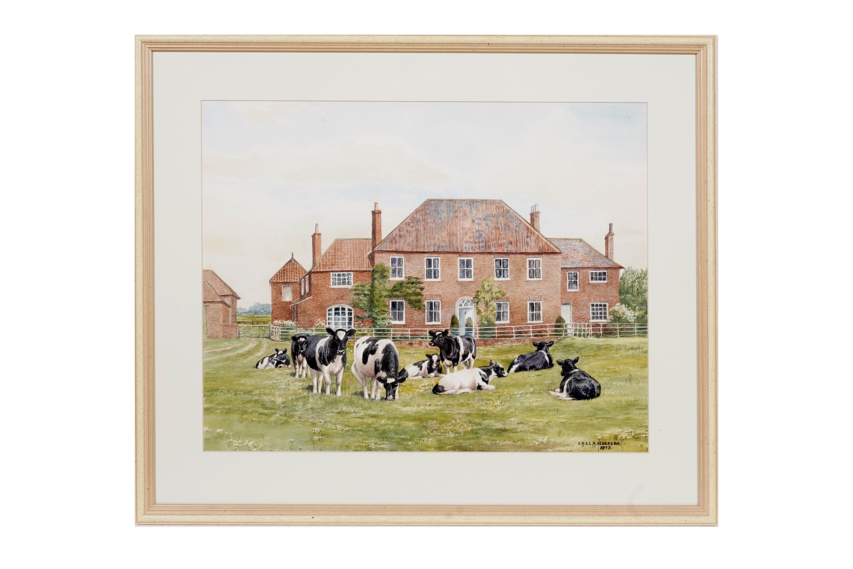Elizabeth Alderson | Sockburn Farm with Cows (1973) | MutualArt