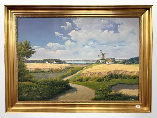 E. Birk | Sunny landscape with windmill | MutualArt