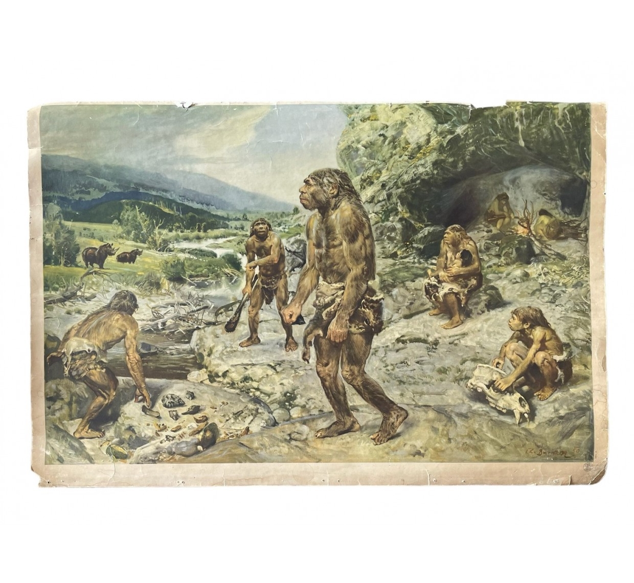 Zdeněk Burian | Homo Habilis Making Stone Tools | MutualArt