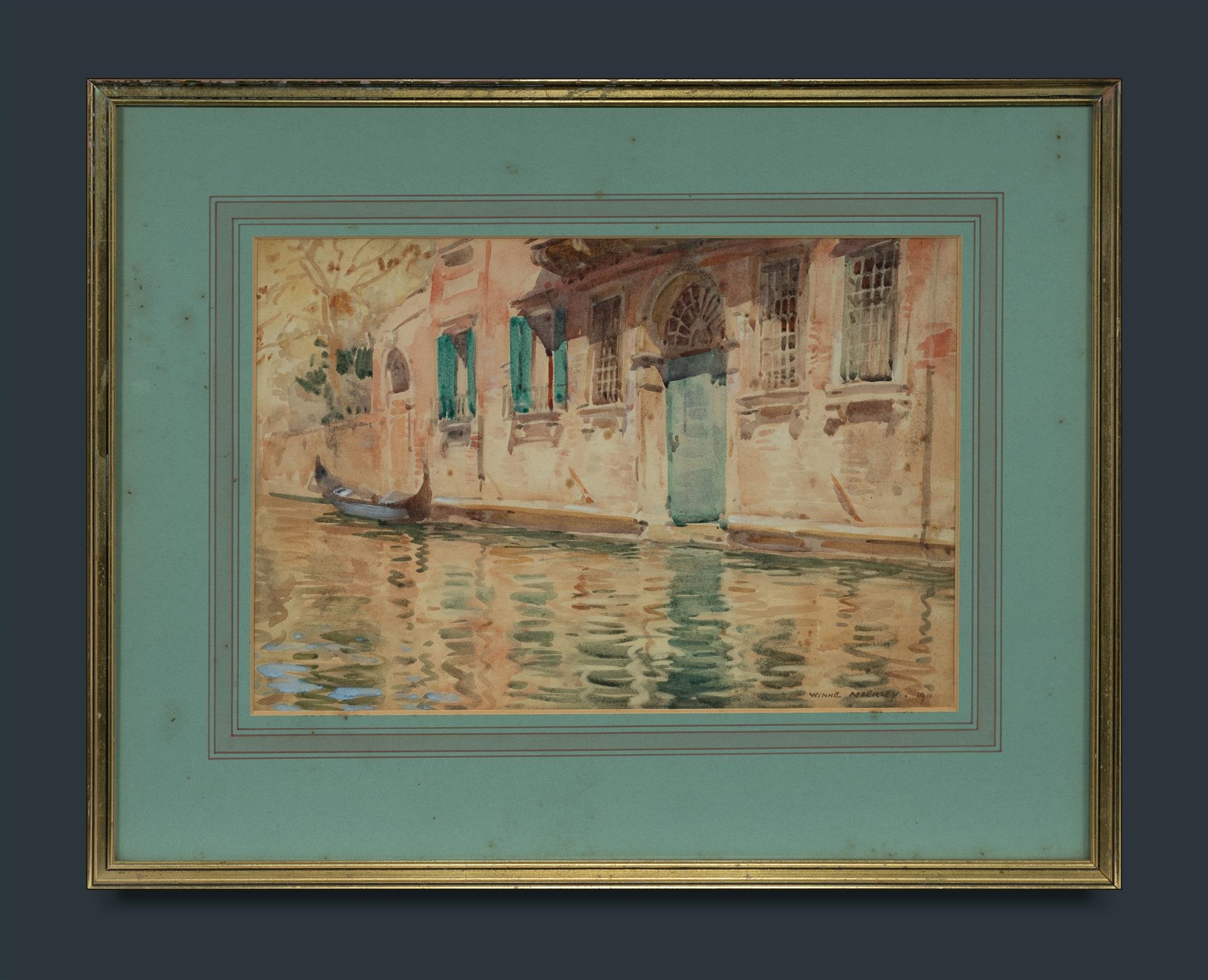 George Owen Wynne Apperley | Venice Canal with Gondola and Door (1911 ...