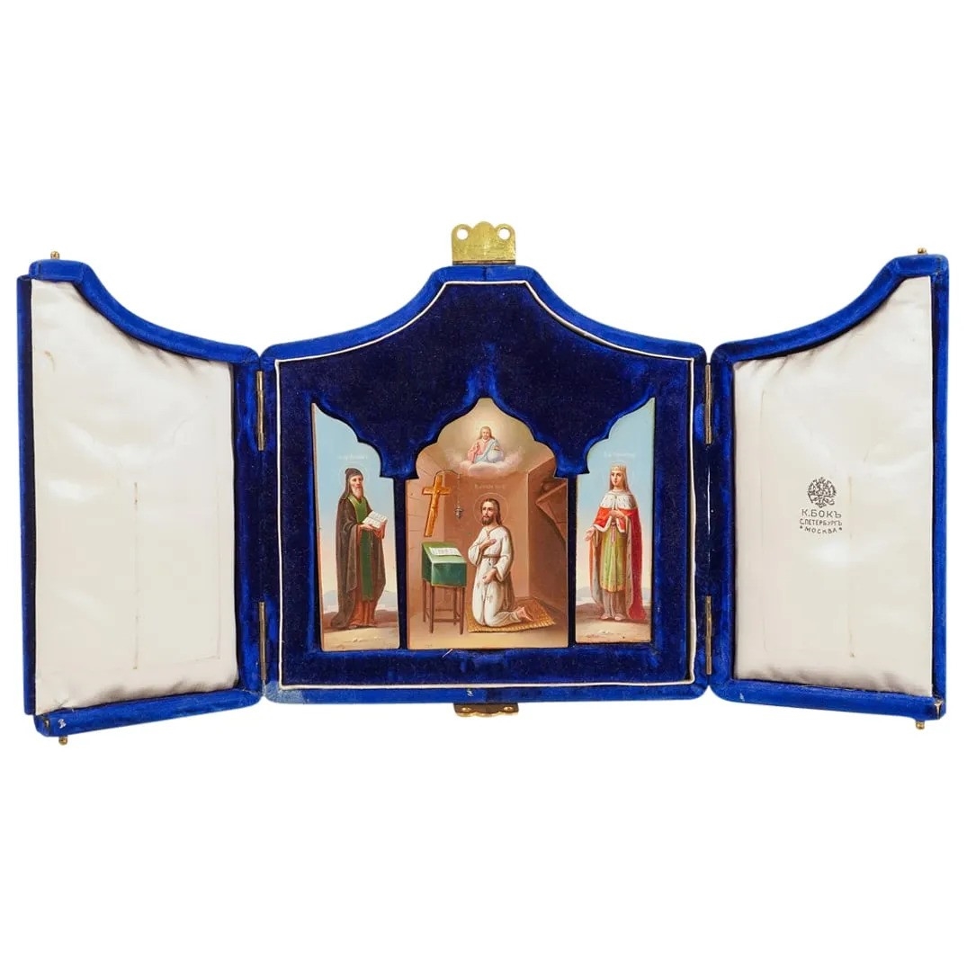 Russian School, 19th Century | Antique Orthodox icon triptych | MutualArt