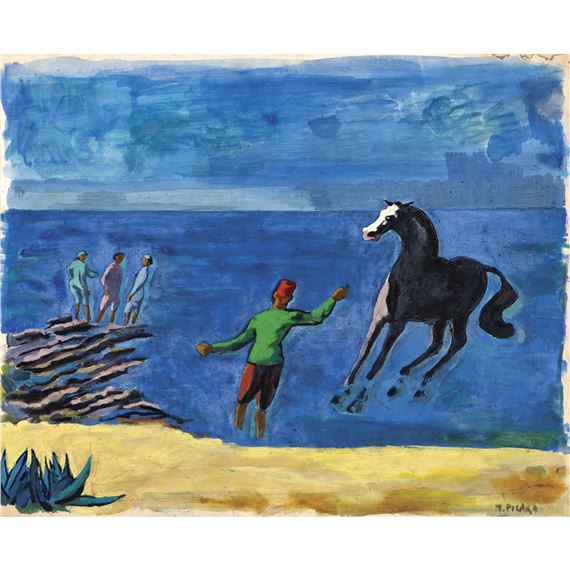 Marcel Picard | Playa con caballo | MutualArt