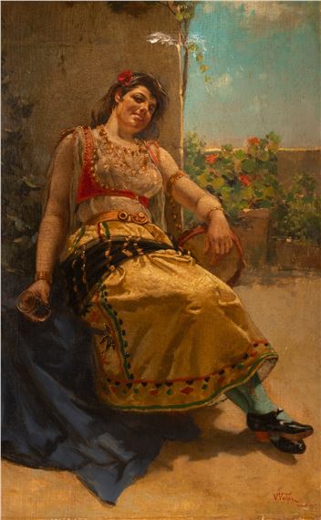 Vincenzo Volpe | Suonatrice di tamburello ebbra (1910) | MutualArt