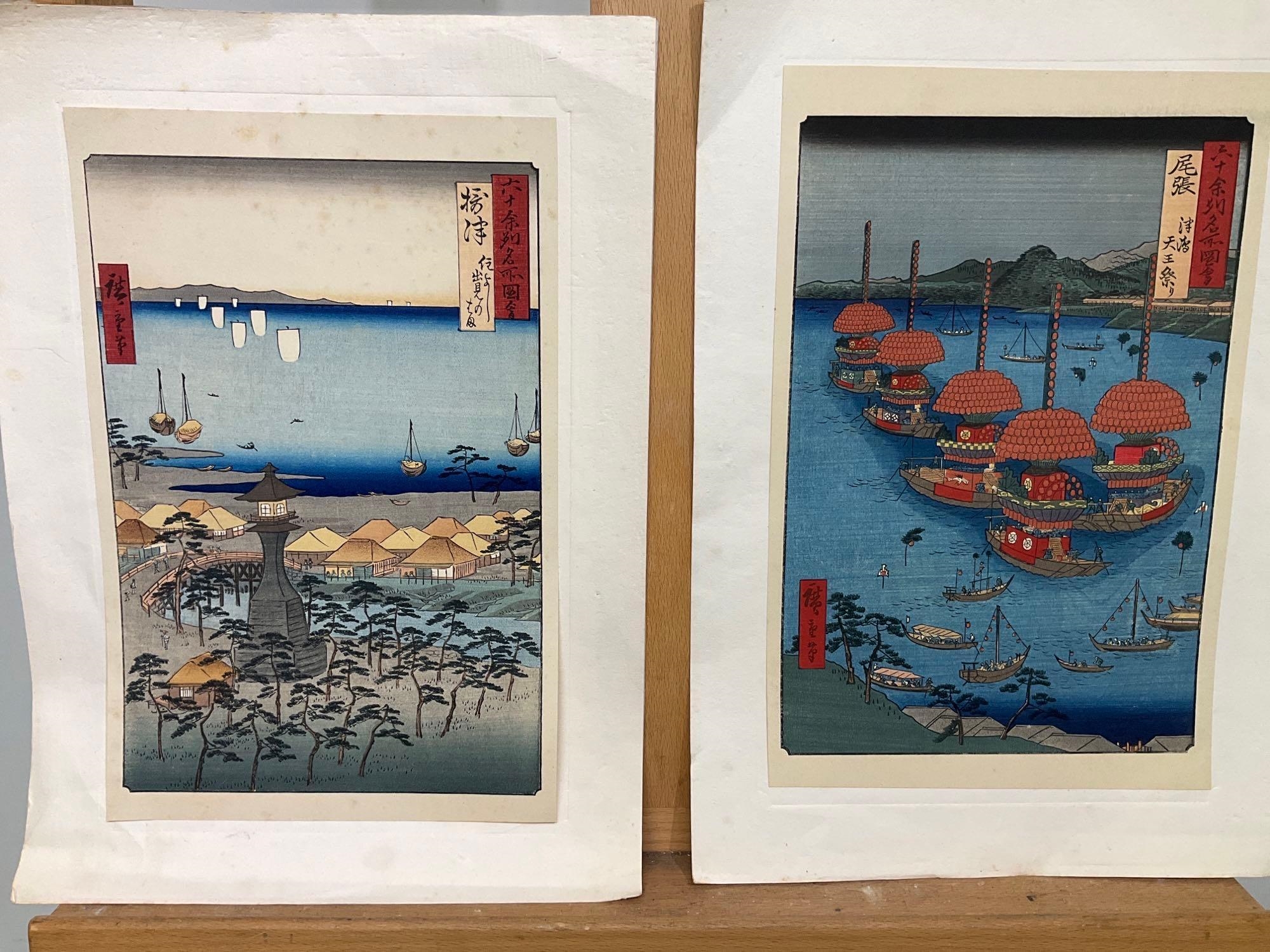 Utagawa Hiroshige | Prowincja Ômi: jezioro Biwa, świątynia Ishiyama ...