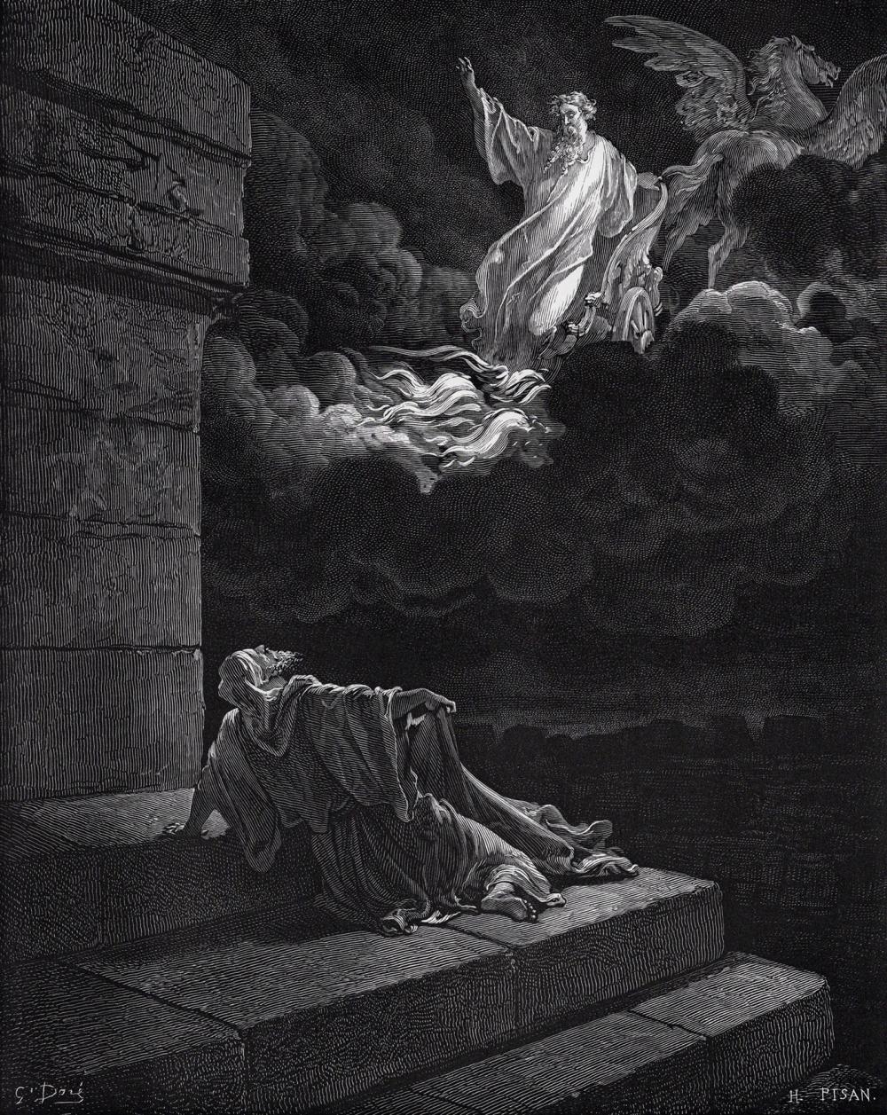 Gustave Doré | Elijah taken up to Heaven in a Chariot of Fire (from ...