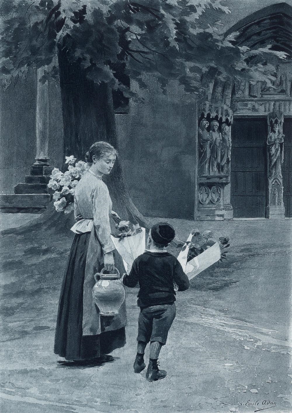 Louis-Emile Adan | Flowers For The Virgin (Circa 1890) | MutualArt