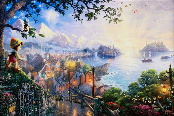 Thomas Kinkade | Kinkade Disney's Pinocchio Hand-Embellished Giclee ...