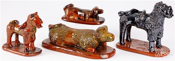 Lester Breininger | Four Lester Breininger redware dogs (1976) | MutualArt