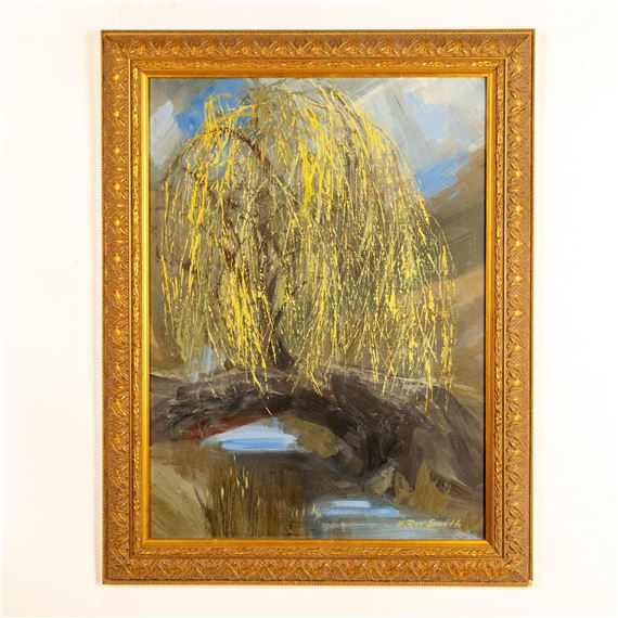 Blue Sky | H. Rey Smith, Original Oil on Board, Willow Tree, Signed ...