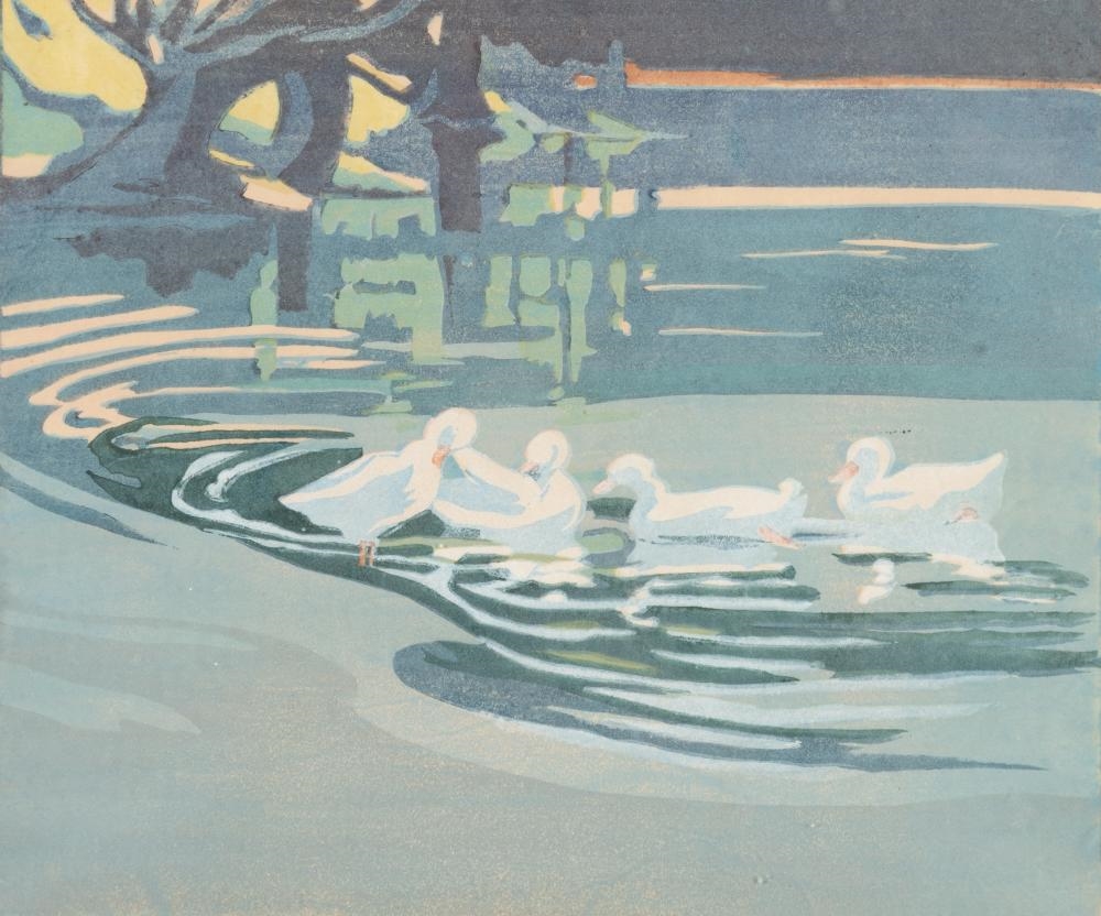 Mary Wrinch | Ducks on the Wychwood Pond | MutualArt