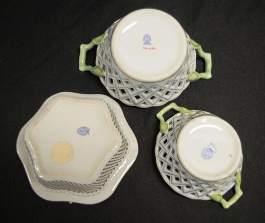 Queen Victoria | Three Herend Queen Victoria reticulated baskets ...