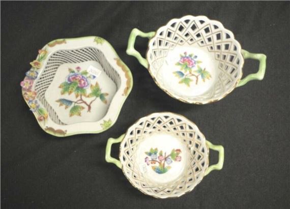Queen Victoria | Three Herend Queen Victoria reticulated baskets ...