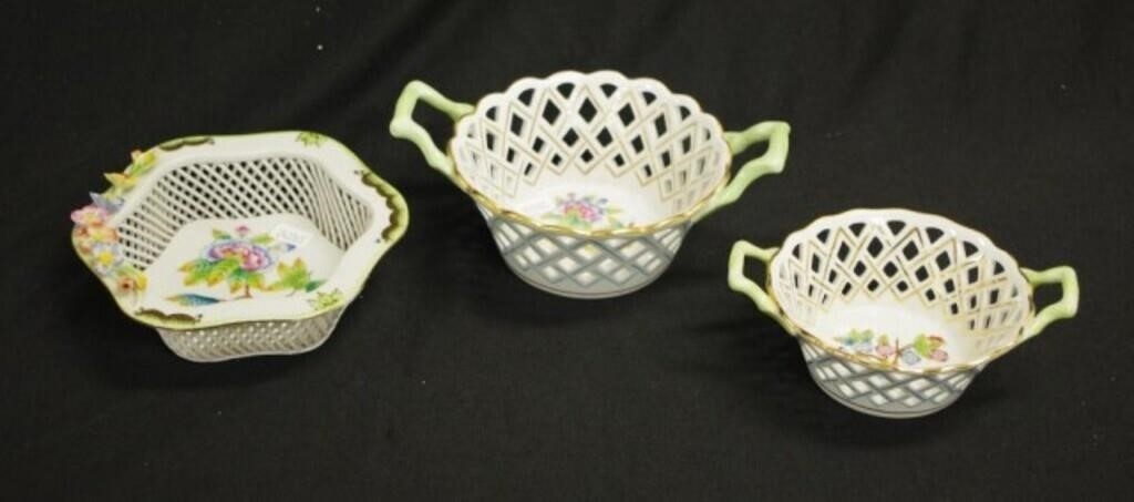 Queen Victoria | Three Herend Queen Victoria reticulated baskets ...