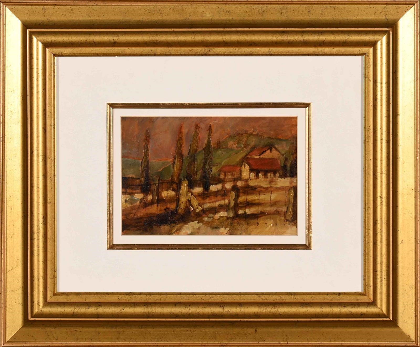 Simon Addy | Cypress Trees and Farmhouse (1997) | MutualArt