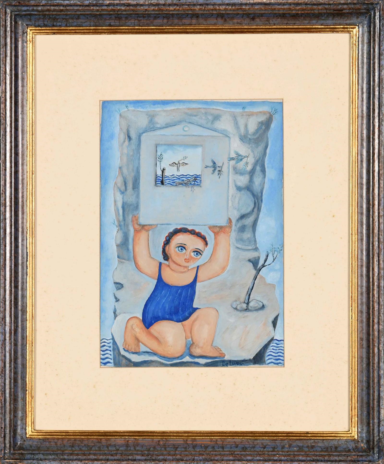 Elio De Luca | Girl Holding Up an Envelope | MutualArt