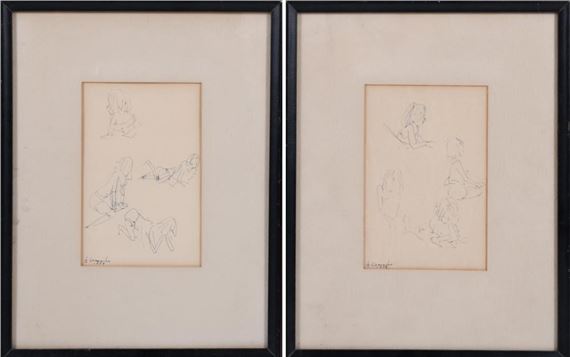 Kathleen Spagnolo | A PAIR OF INK FIGURE STUDIES, 1954 (1954) | MutualArt