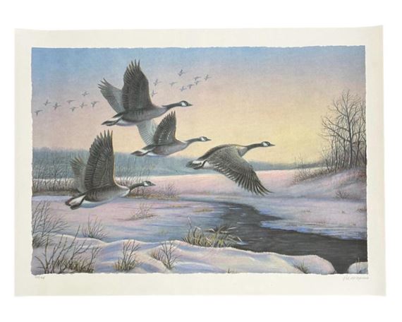Pat McManus | Signed Pat McManus Geese Landscape Lithograph | MutualArt