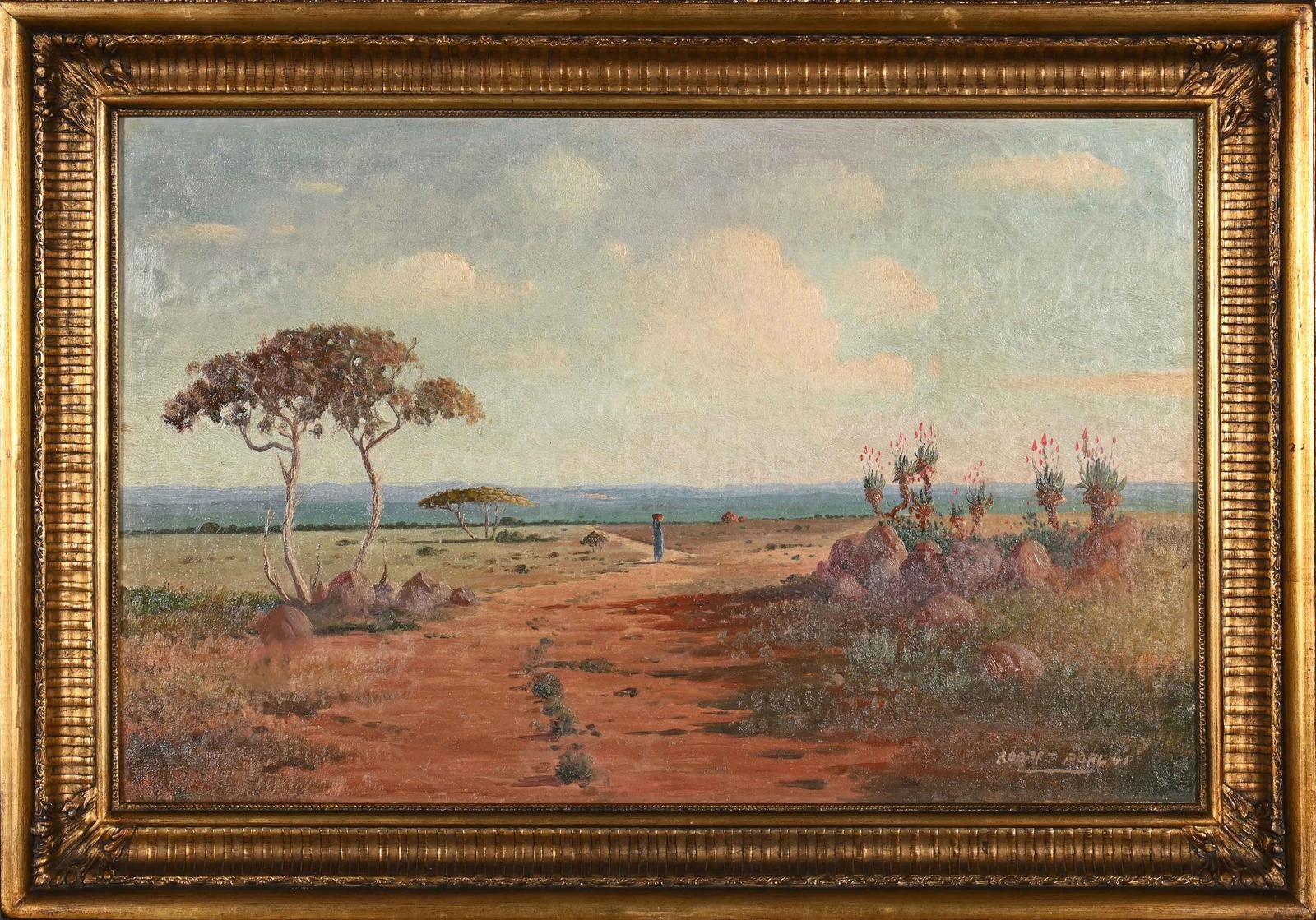 Robert Pohl | Figure on a Road with Tree and Aloes (1945) | MutualArt