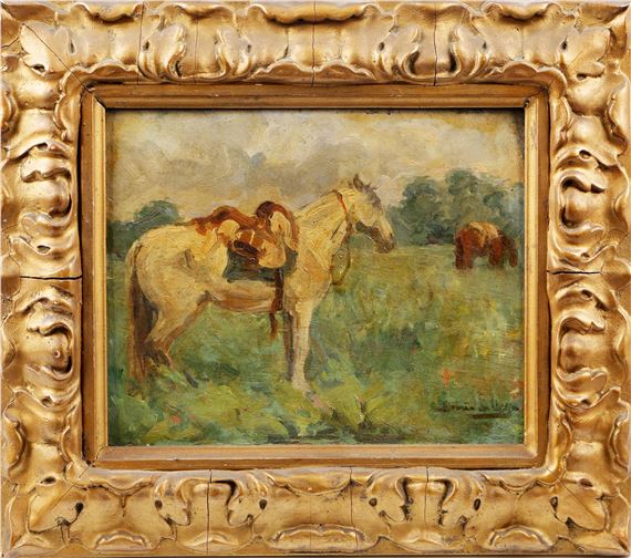 Simão da Veiga | Paisagem campestre com cavalos | MutualArt