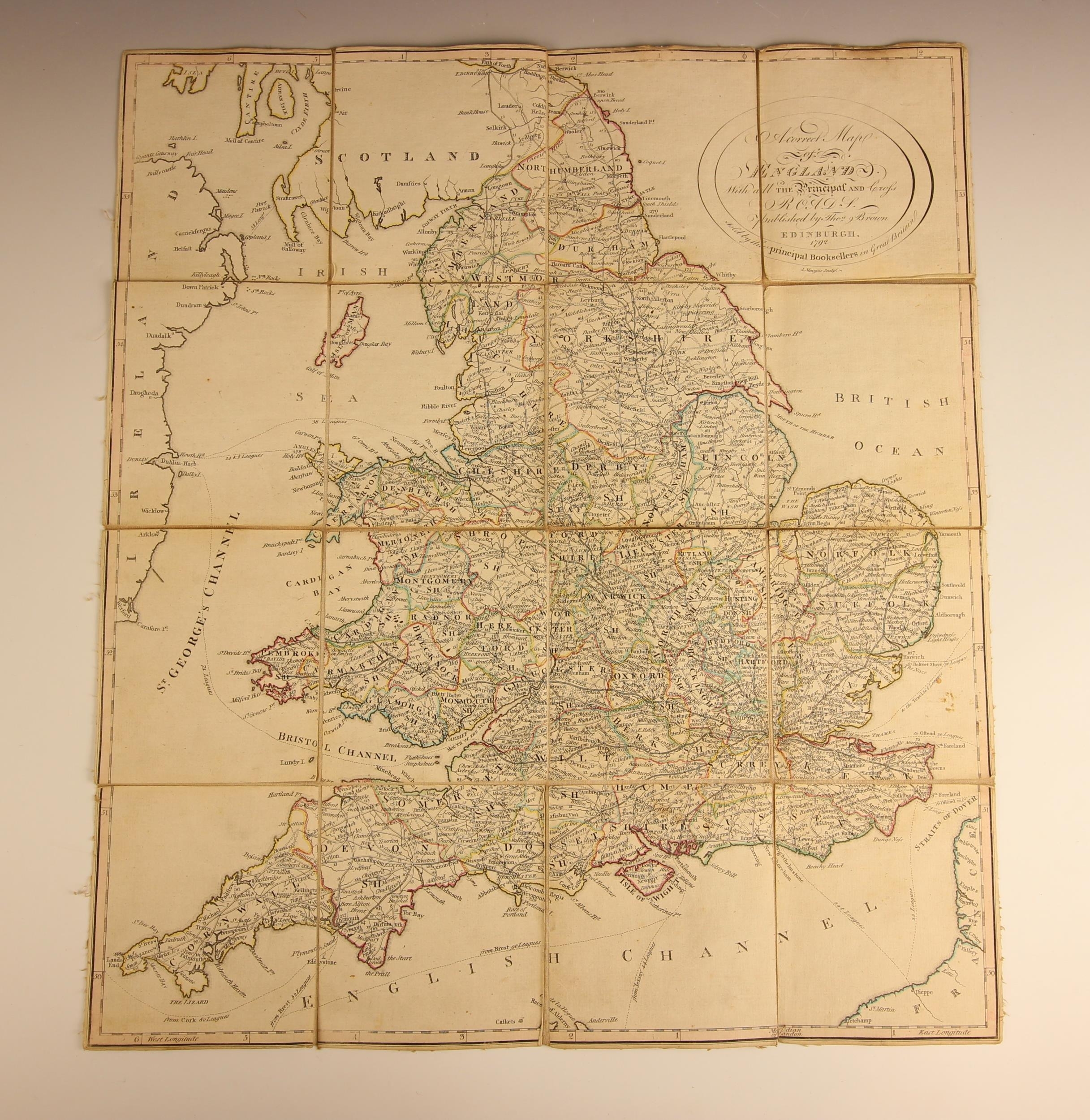 Thomas Brown | A folding map titled A CORRECT MAP OF ENGLAND WITH ALL ...
