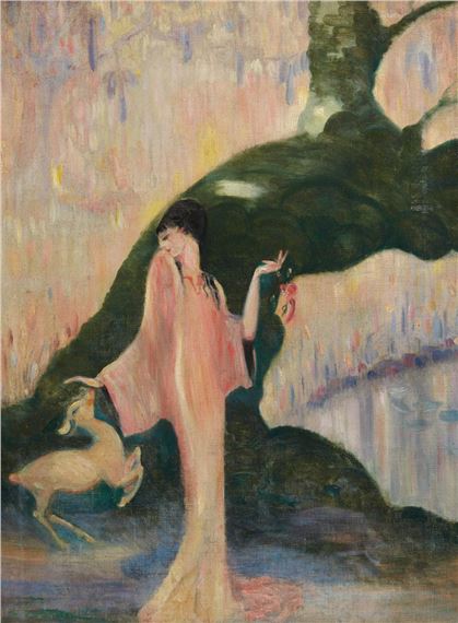 Arthur B. Davies | Woman with fawn | MutualArt