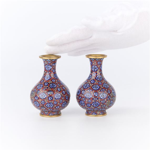 Lao Tian Li | Pr Small Antique Chinese Cloisonne Vases - Damaged ...