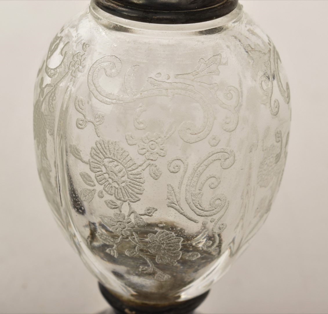 Sheffield | Pair American cut and etched glass salt pots, with Sterling ...