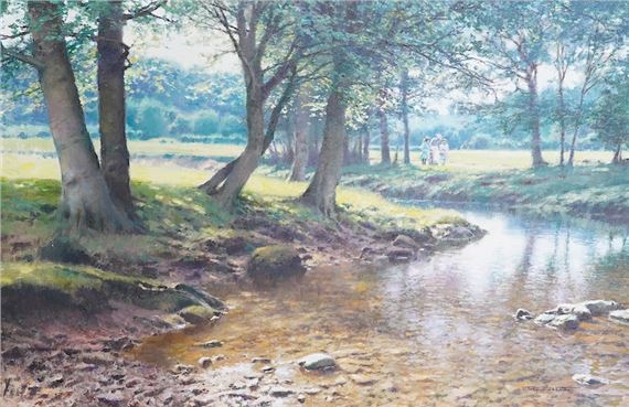 Tony Sheath | Landscape with stream before figures | MutualArt
