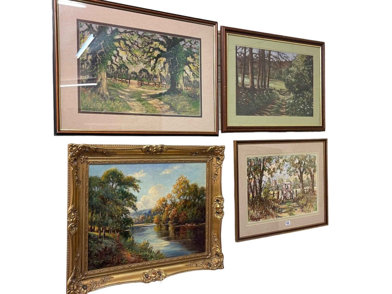 David Newbould | three framed landscape pastels and landscape oil (4 ...