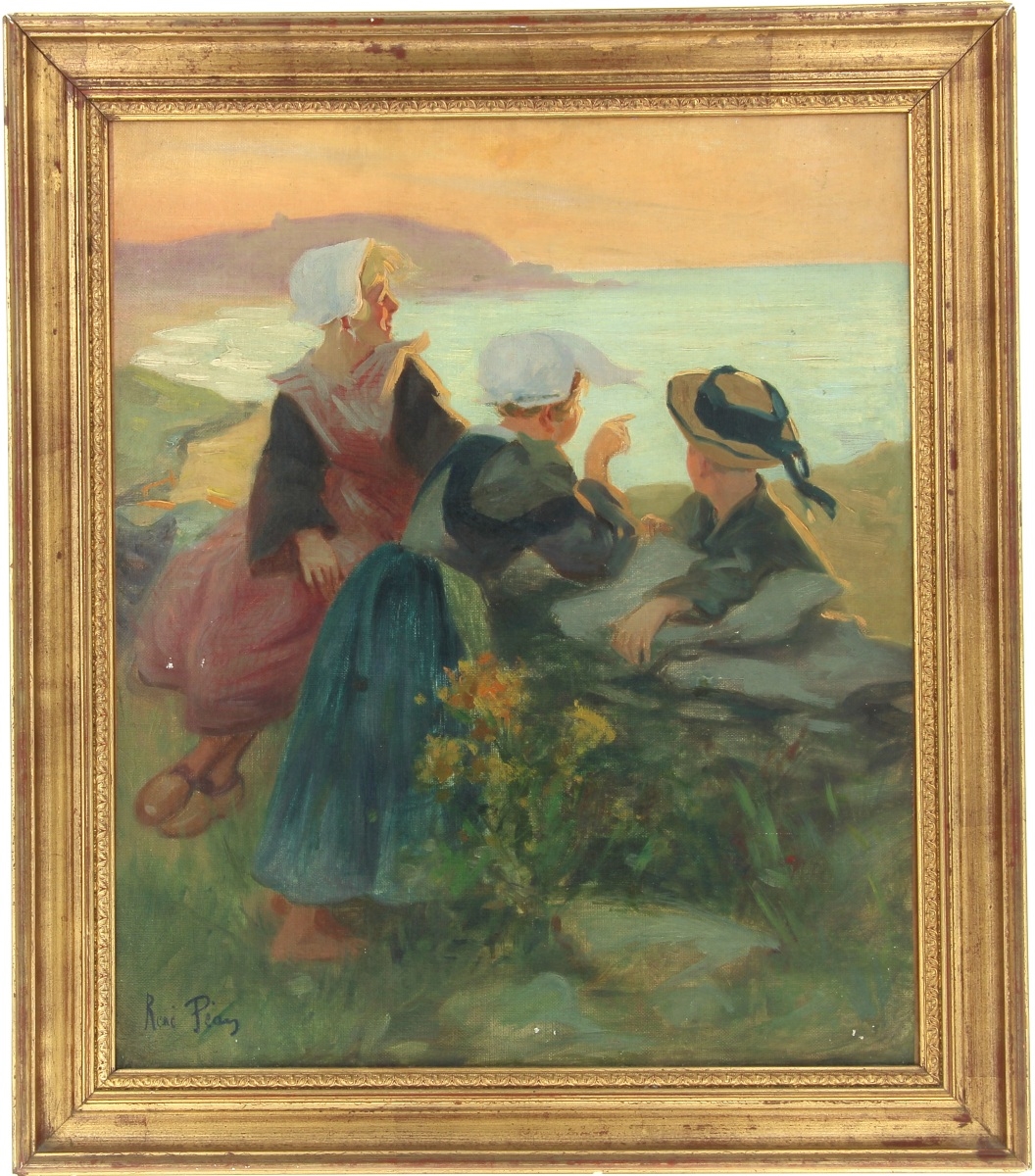 Rene Pean | Enfants bretons à la plage du Kérou, Le Pouldu (Finistère ...