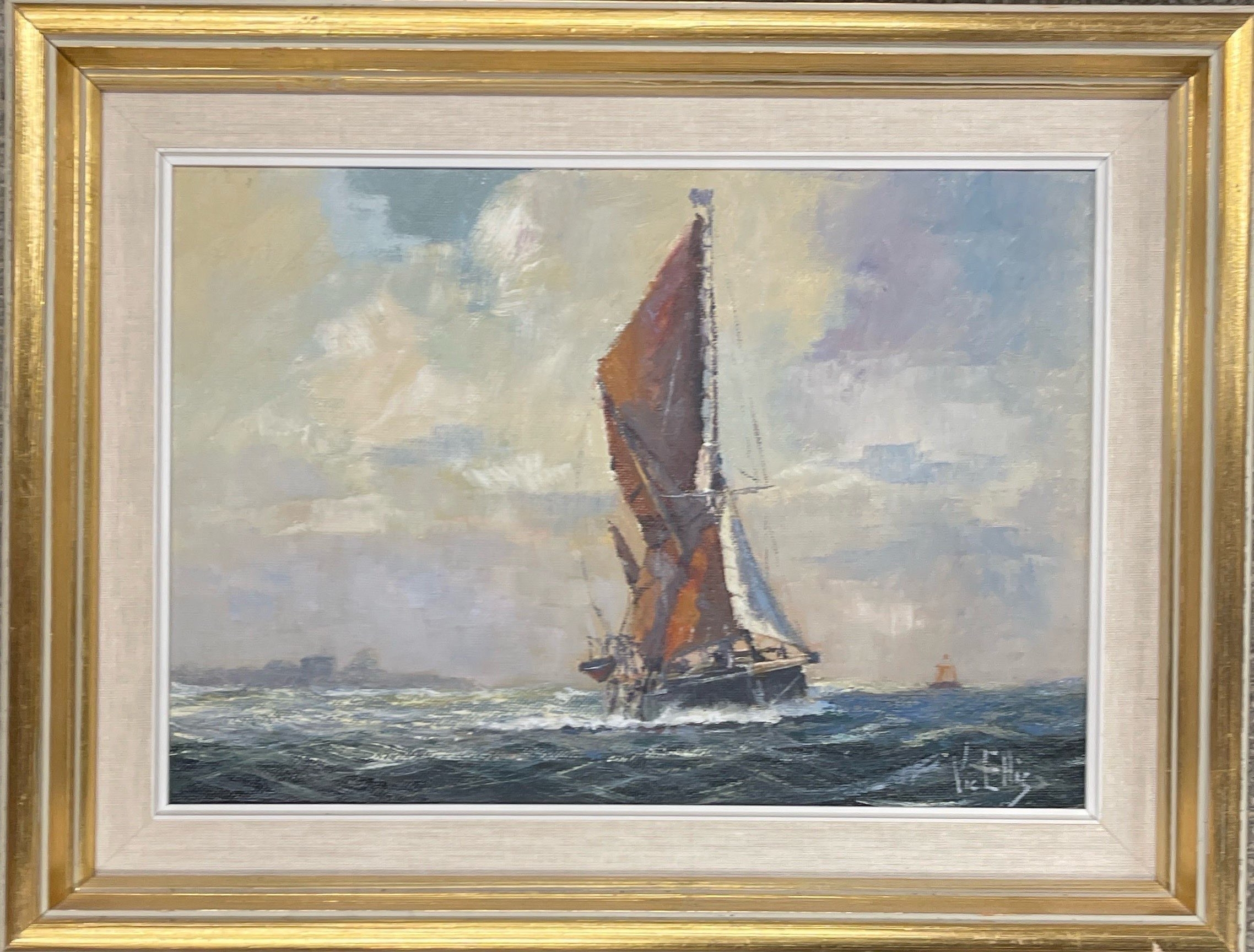 Vic Ellis | A Vic Ellis (1921-1984) gilt framed oil on canvas 'Thames ...
